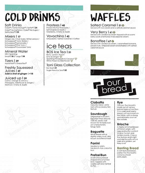 Menu at Vovo Telo Bakery & Café, Hartbeespoort