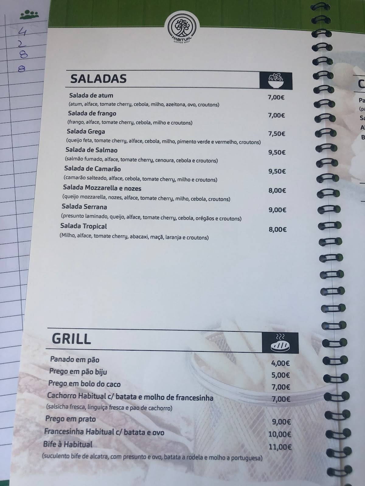 Menu em HABITUAL Café - Snack-Bar, Milheirós