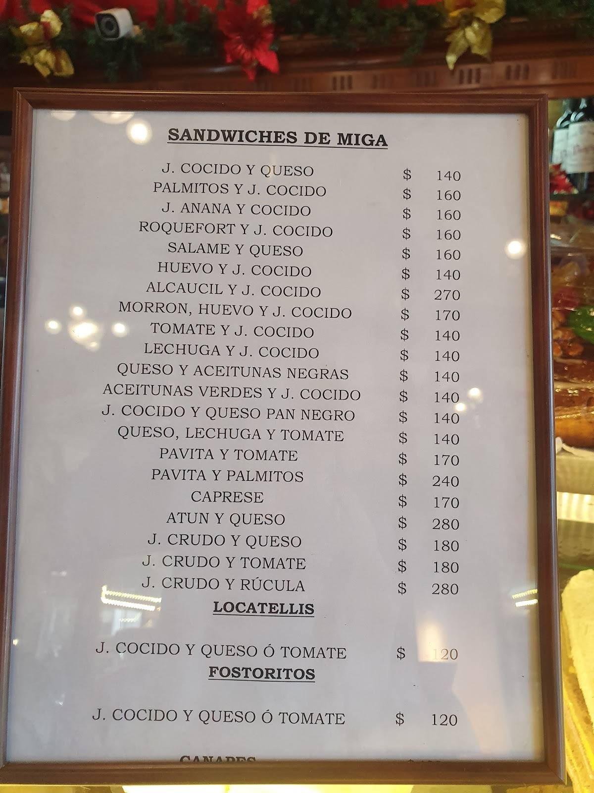 Carta de cafetería Las Violetas, Buenos Aires, Av. Rivadavia 3899