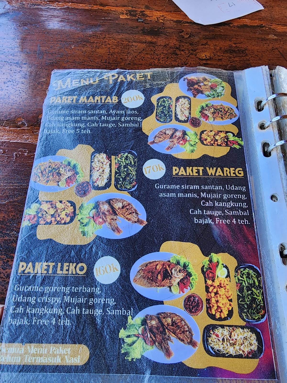 Menu at Swara Alam cafeteria, Kepanjen