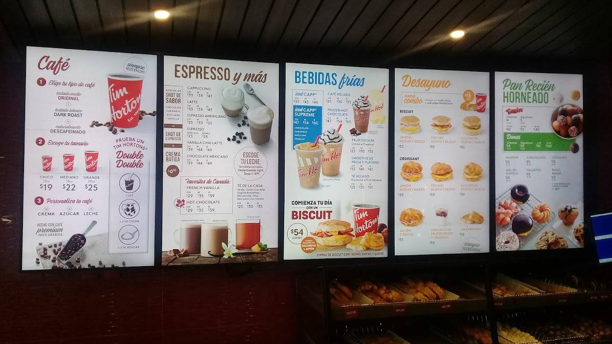 Carta del café Tim Hortons Vía Puerta del Hierro, Monterrey, Av. Paseo ...