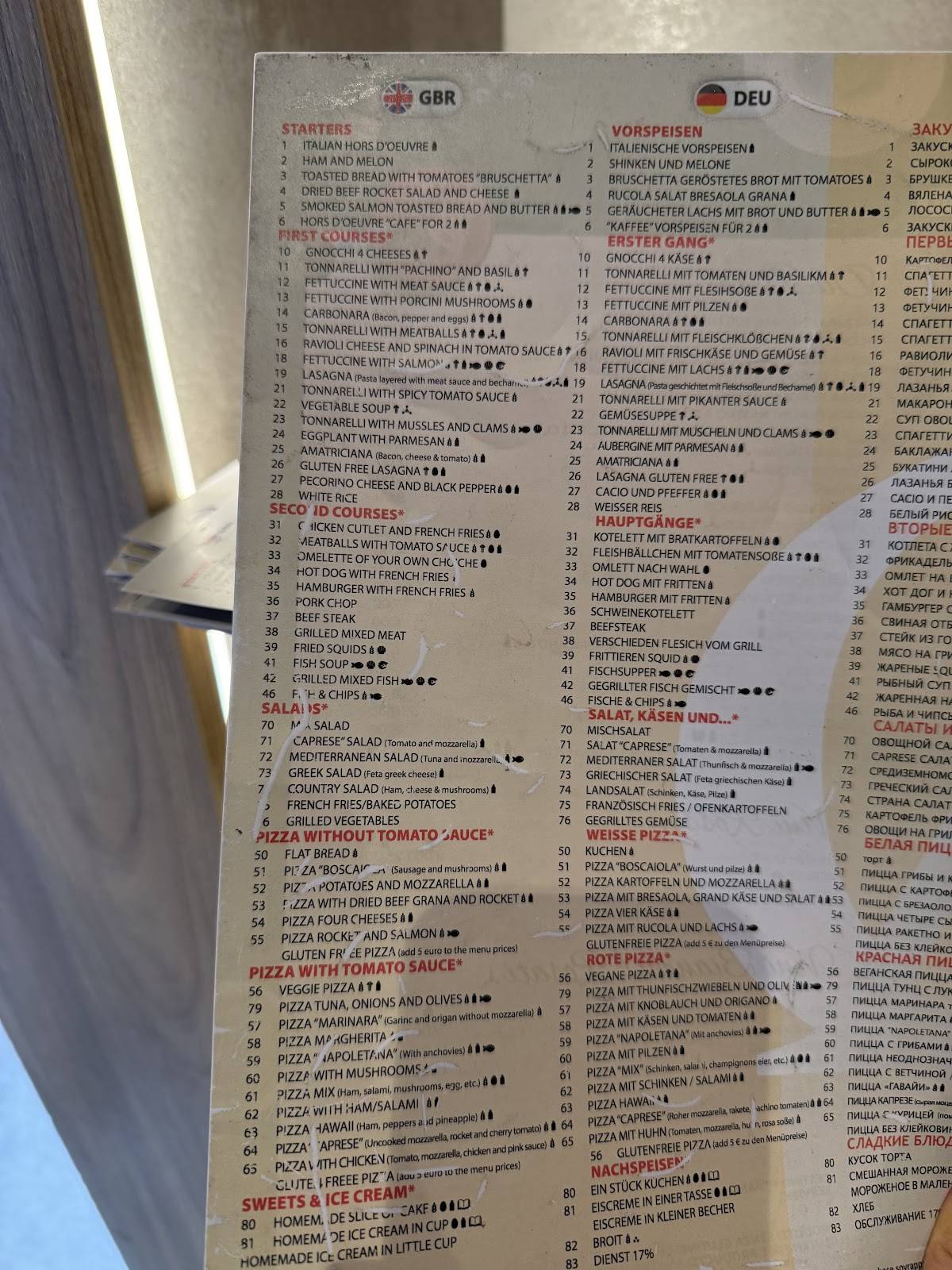 Menu at Caffè Arte Italiana Srl cafe, Rome, Via della Traspontina