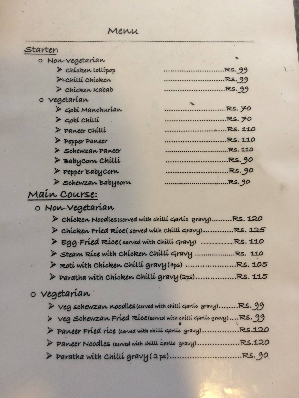 Menu at Caffé Maven, Bengaluru