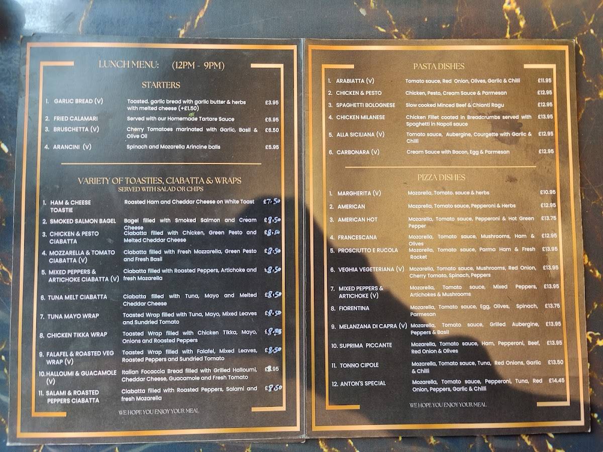 Menu at Caffe Pascucci cafe, Pinner, 385 Uxbridge Rd