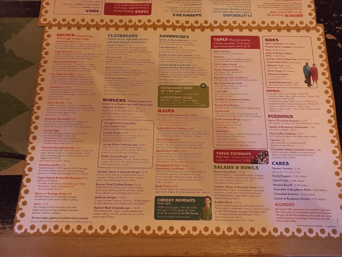 Menu at Caldero Lounge restaurant, Gainsborough
