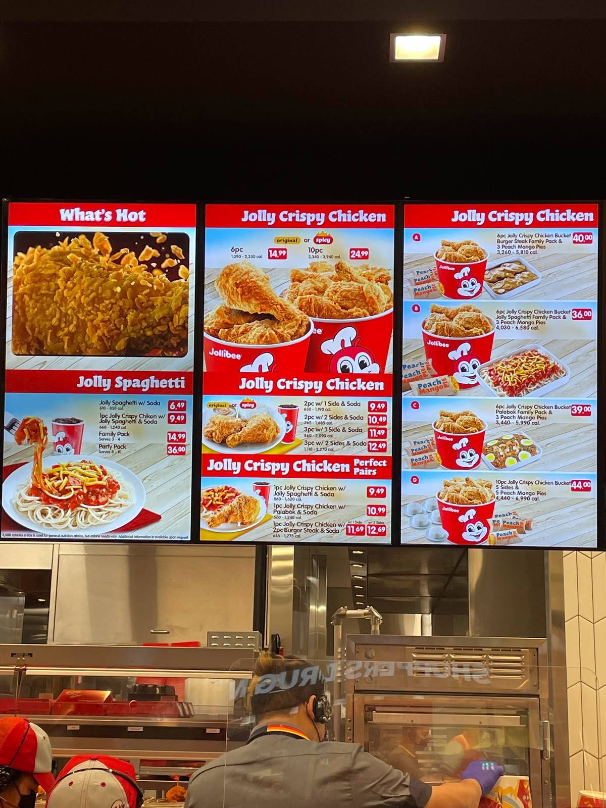 Menu at Jollibee fast food, Calgary, Crossiron Blvd
