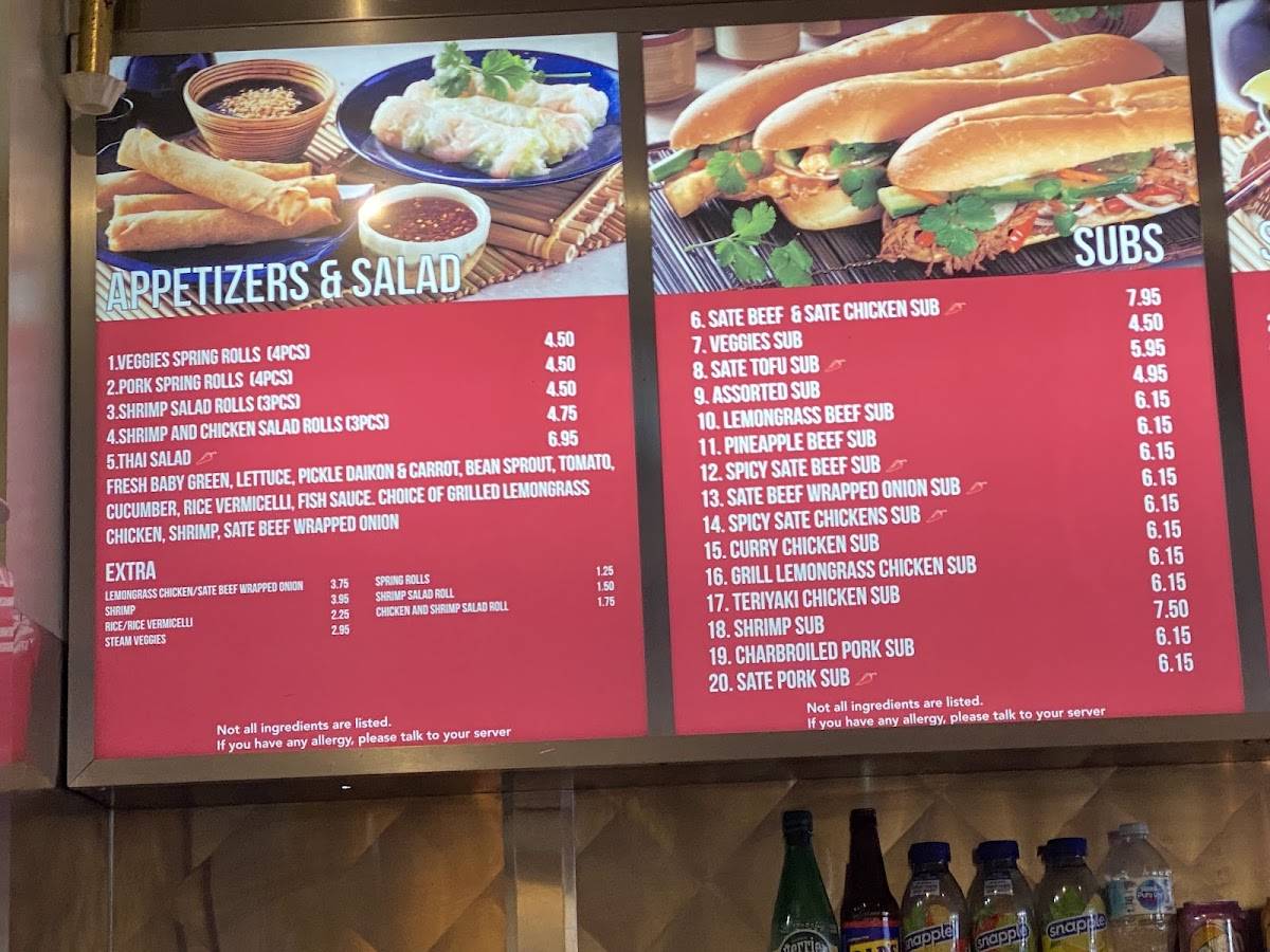 Menu at Thai Thien Sub restaurant, Calgary, 811a 1 St SW