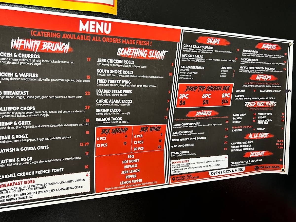 Menu at Highly Flavored Chicago City Grill restaurant, Calumet City