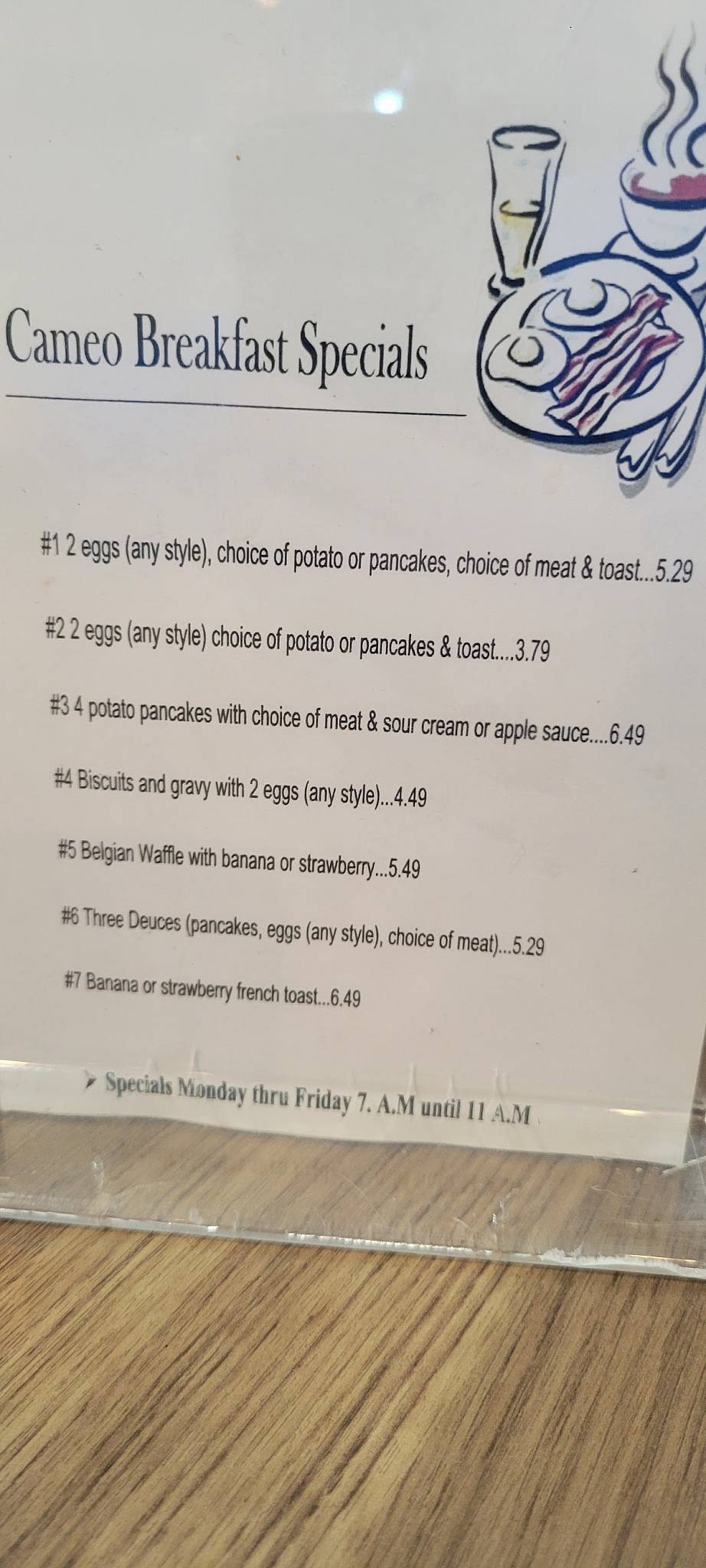 Menu at Cameo Restaurant, Lincoln Park