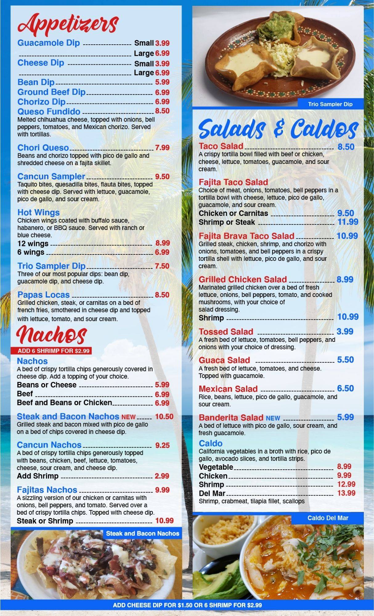 Menu at Cancun Mexican Cuisine restaurant, Warrensburg