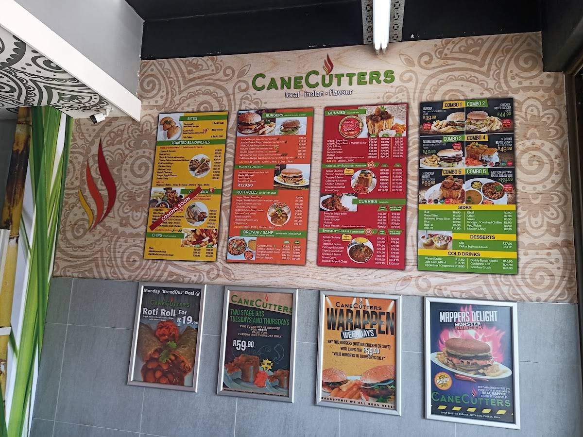 Menu at Canecutters Glen Ashley, Durban North