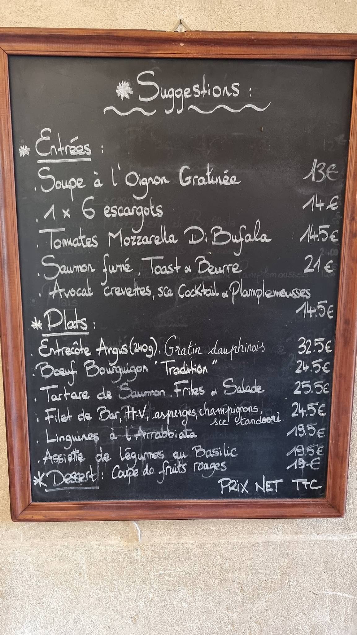 Menu at Carette pub & bar, Paris, 25 Pl. des Vosges