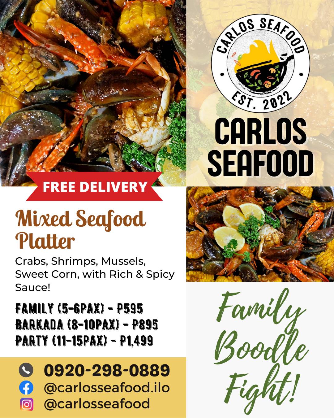 Carta del restaurante Carlos Seafood, Iloílo