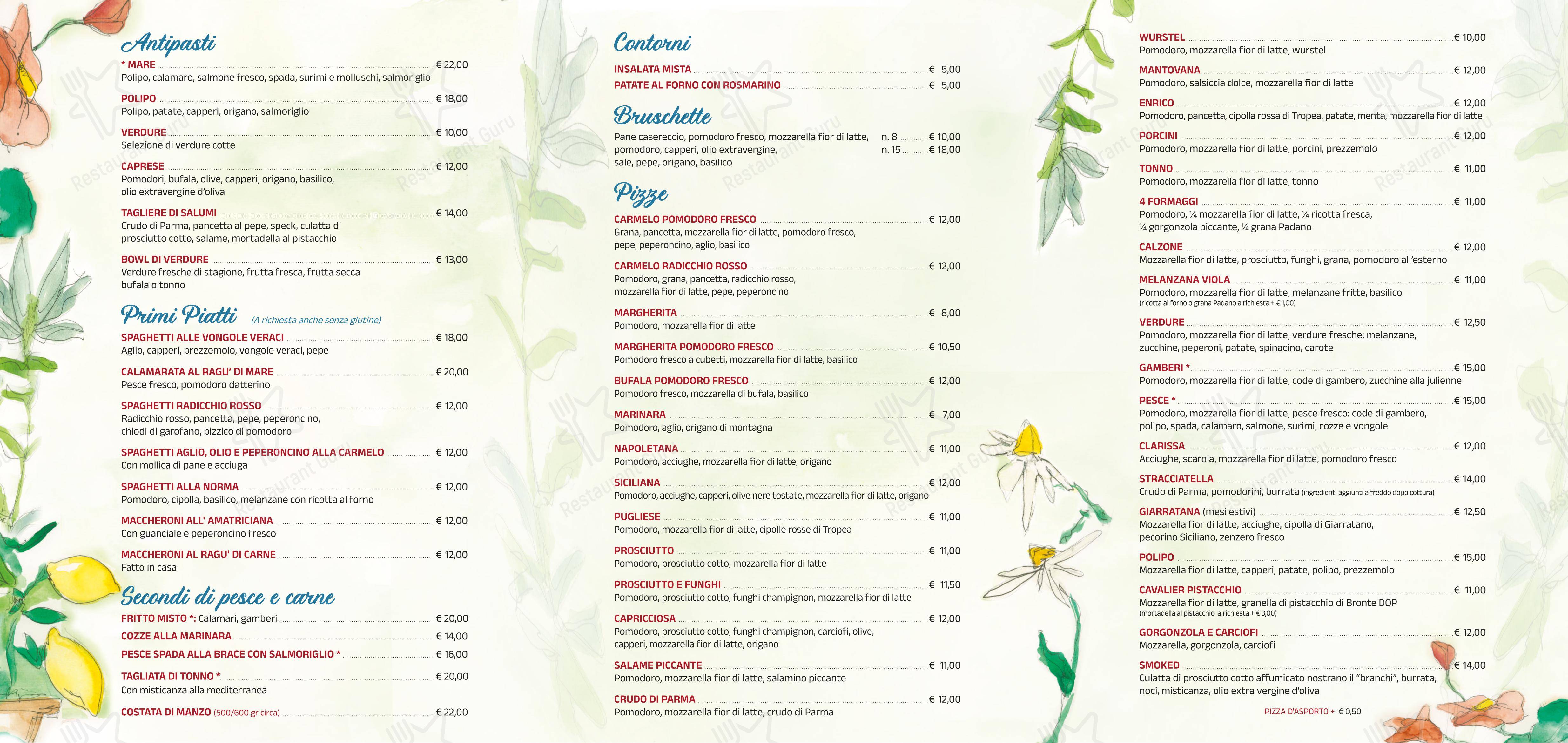 Menu da Carmelo - Pizzeria e Trattoria, Desenzano del Garda