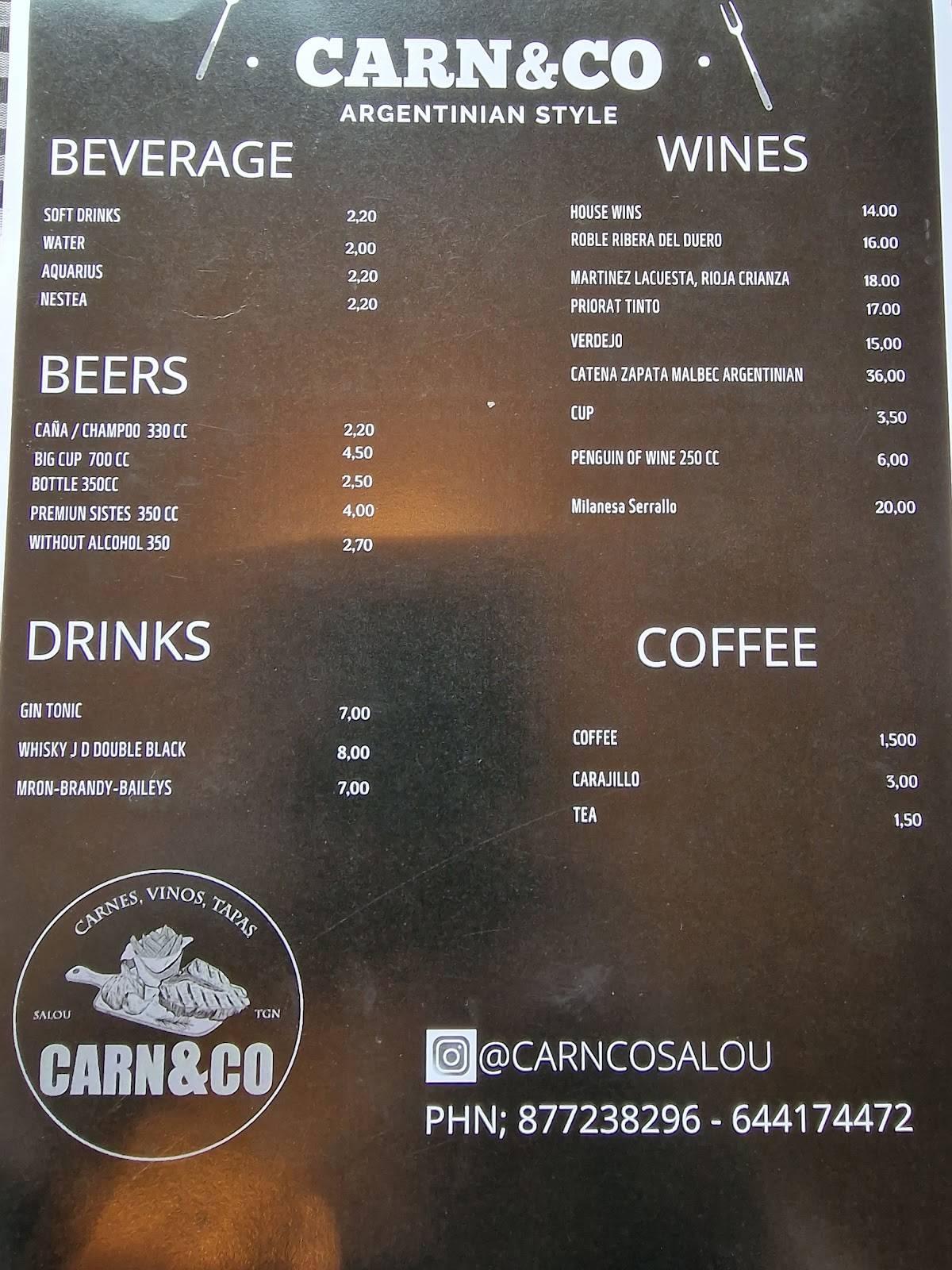 Menu at Restaurante Carn&Co, Salou