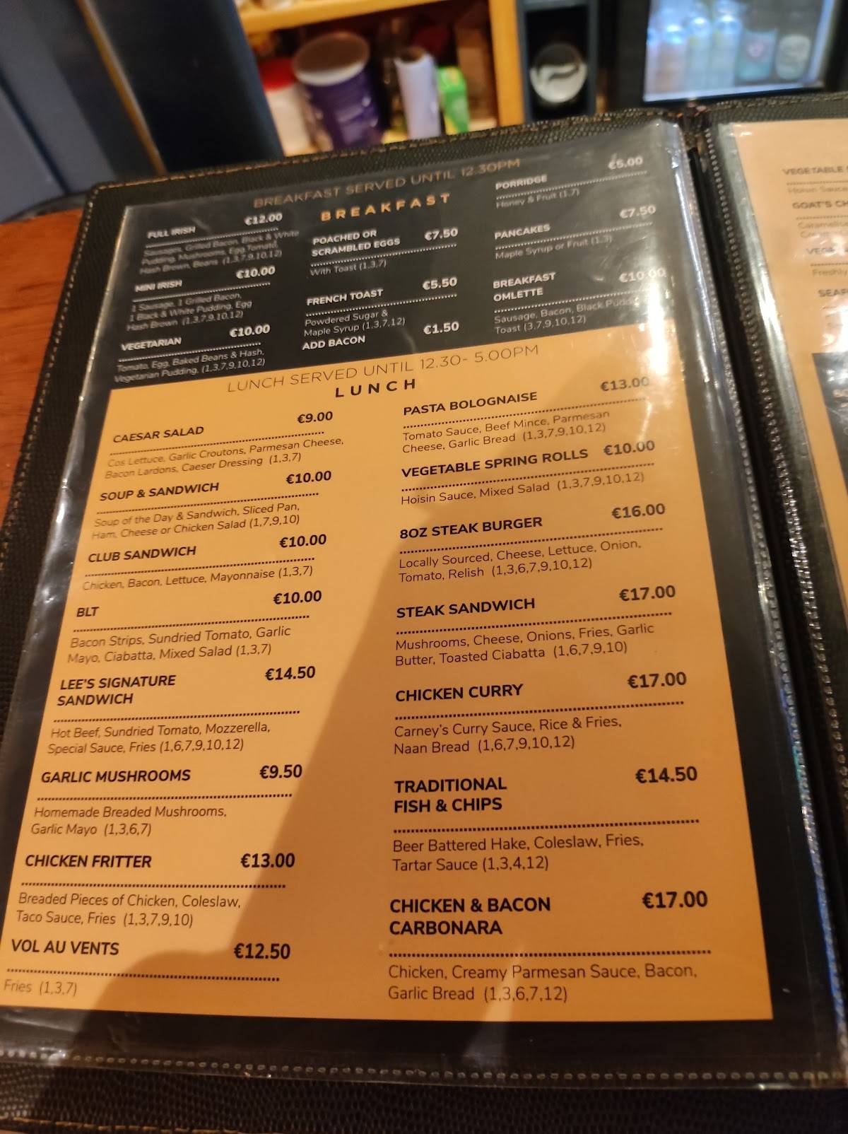 Menu at Carney's Bar & Restaurant, Ballinrobe
