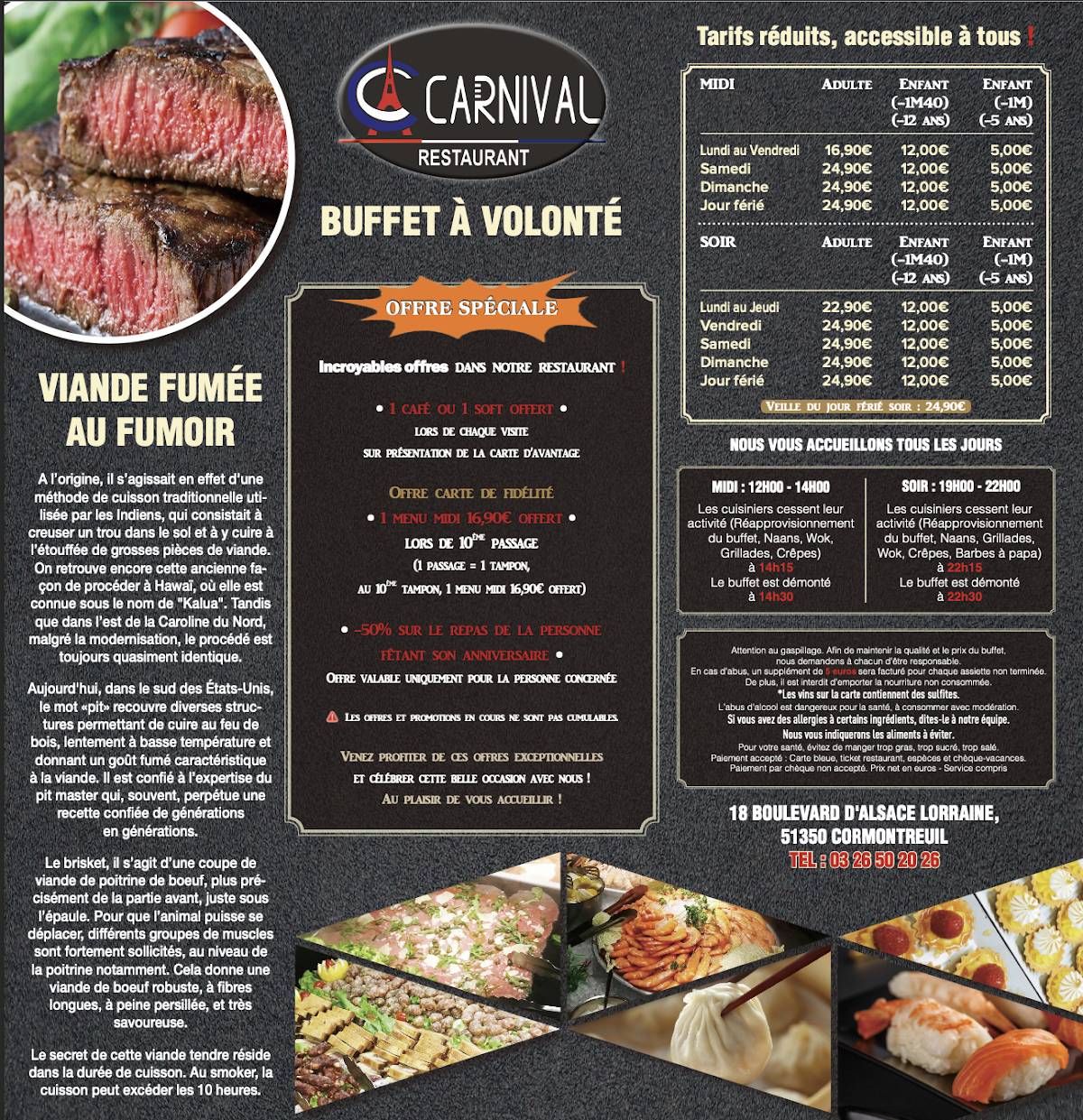Menu au Carnival Reims restaurant, Cormontreuil