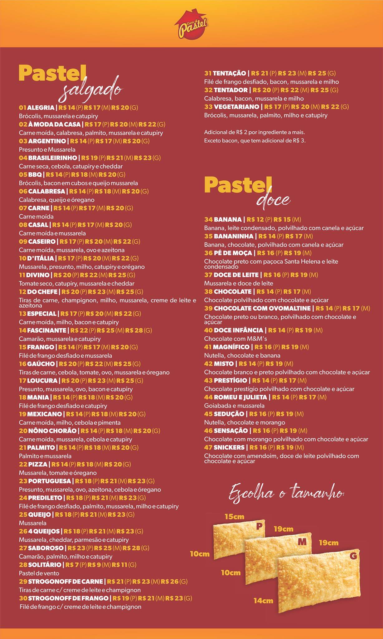 Menu at Casa Di Pastel cafeteria, Balneário Camboriú