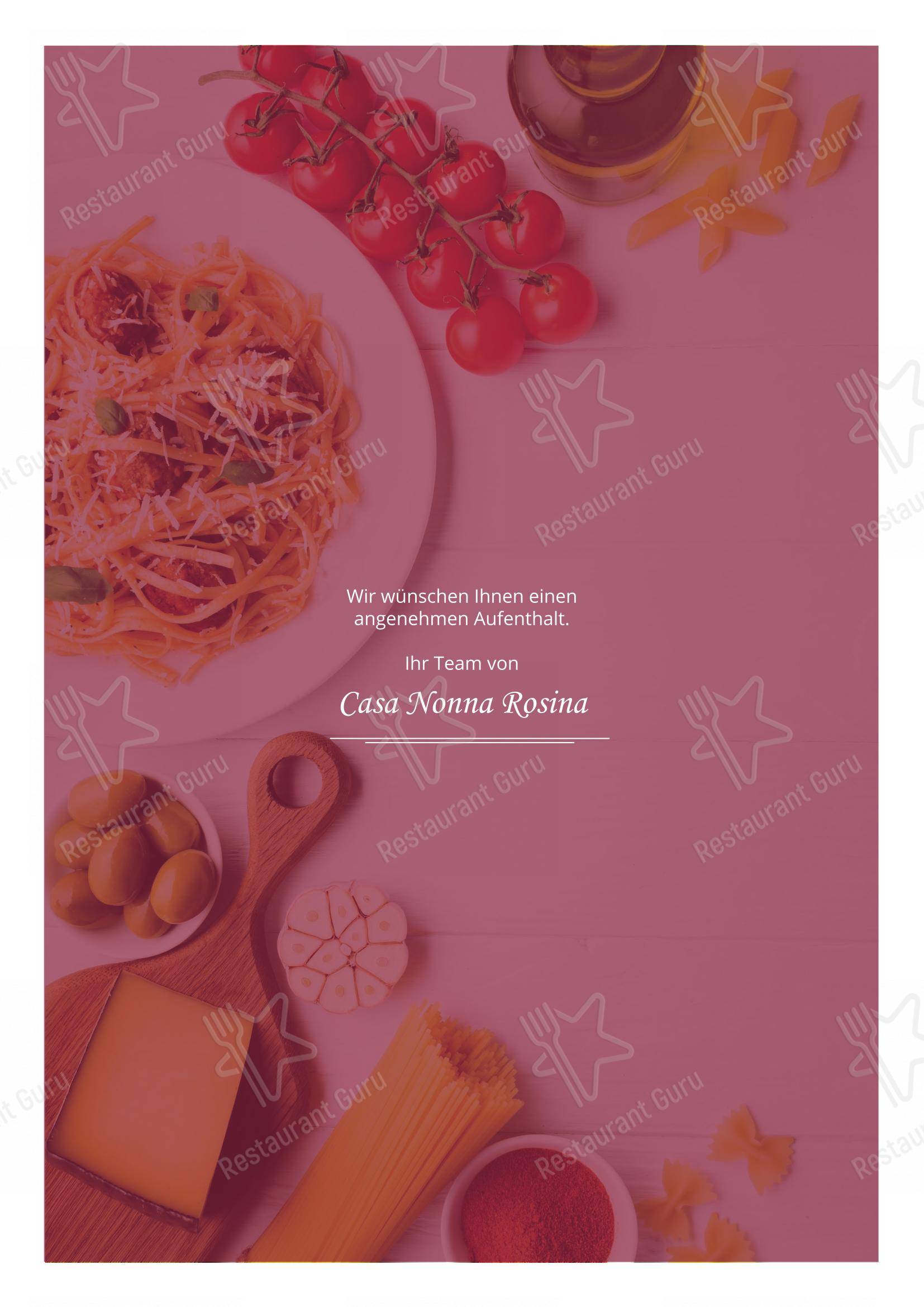 Speisekarte von Casa Nonna restaurant, Solingen