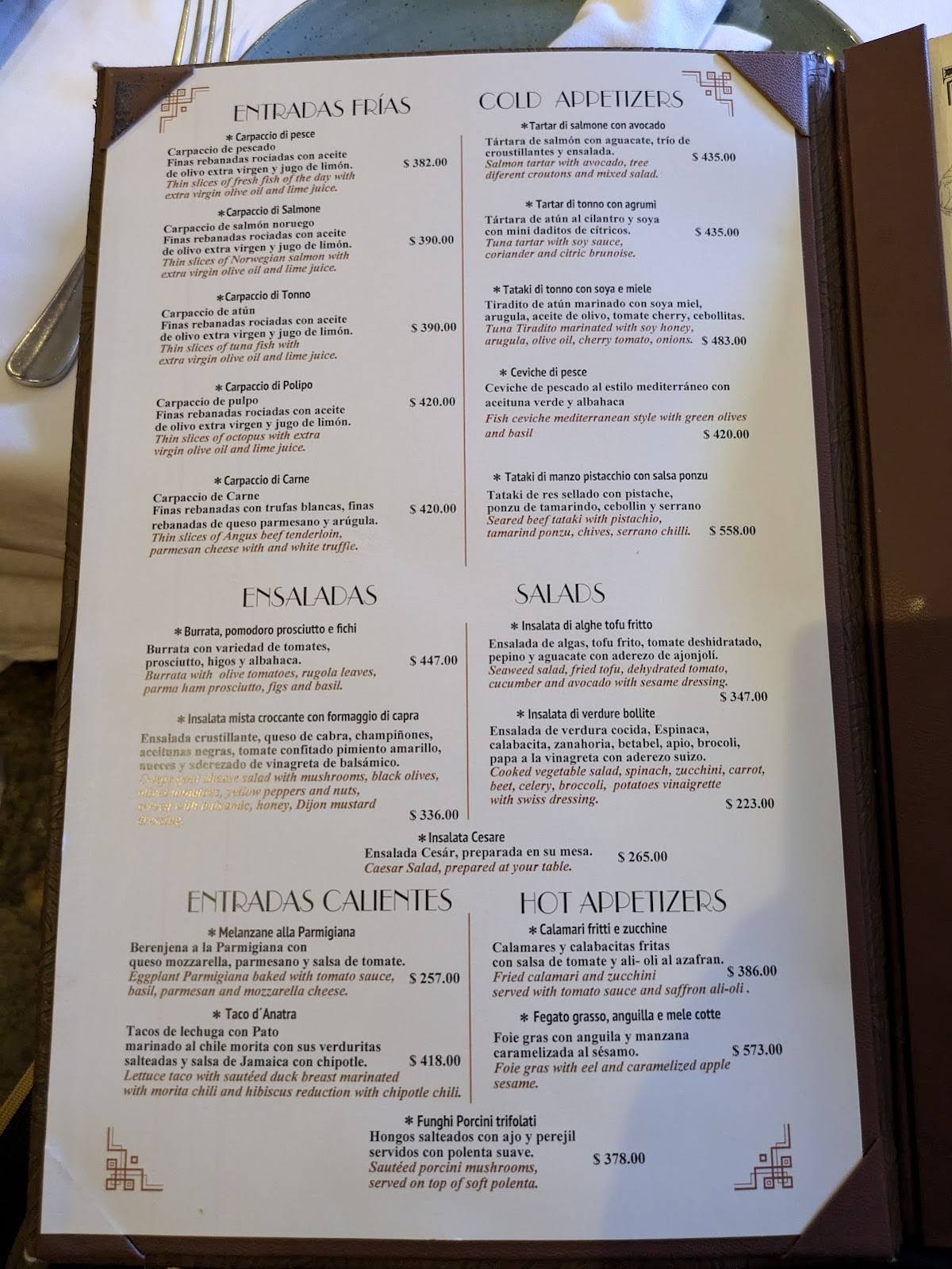 Carta del restaurante Casa Rolandi, Cancún, Av. Kukulcan. Km.13.5 ...