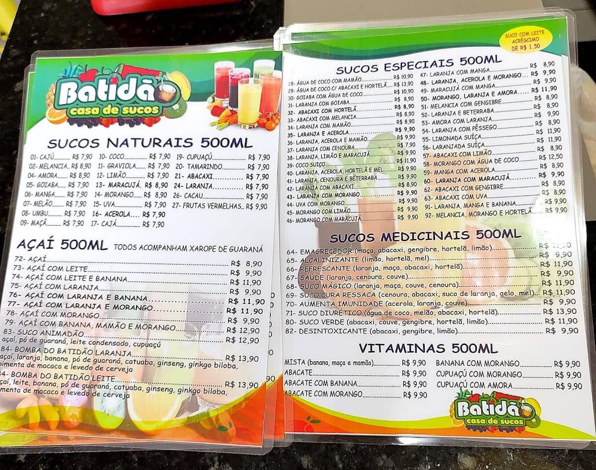 Menu em Casa de Sucos Batidão Campinas restaurante, Campinas