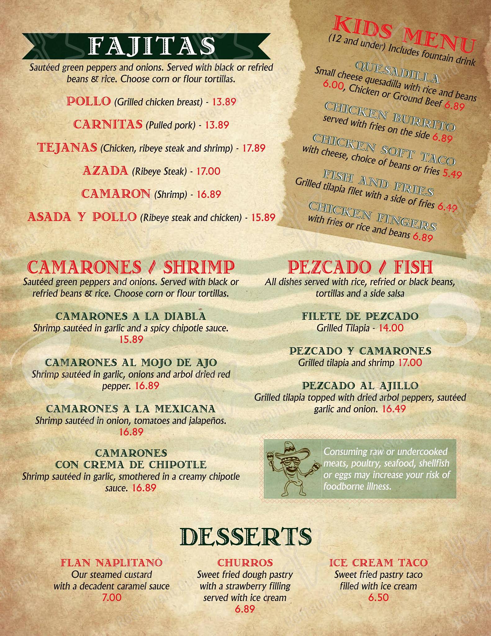 Menu at Chile Loco Authentic Mexican Restaurant, Cashiers NC, Cashiers