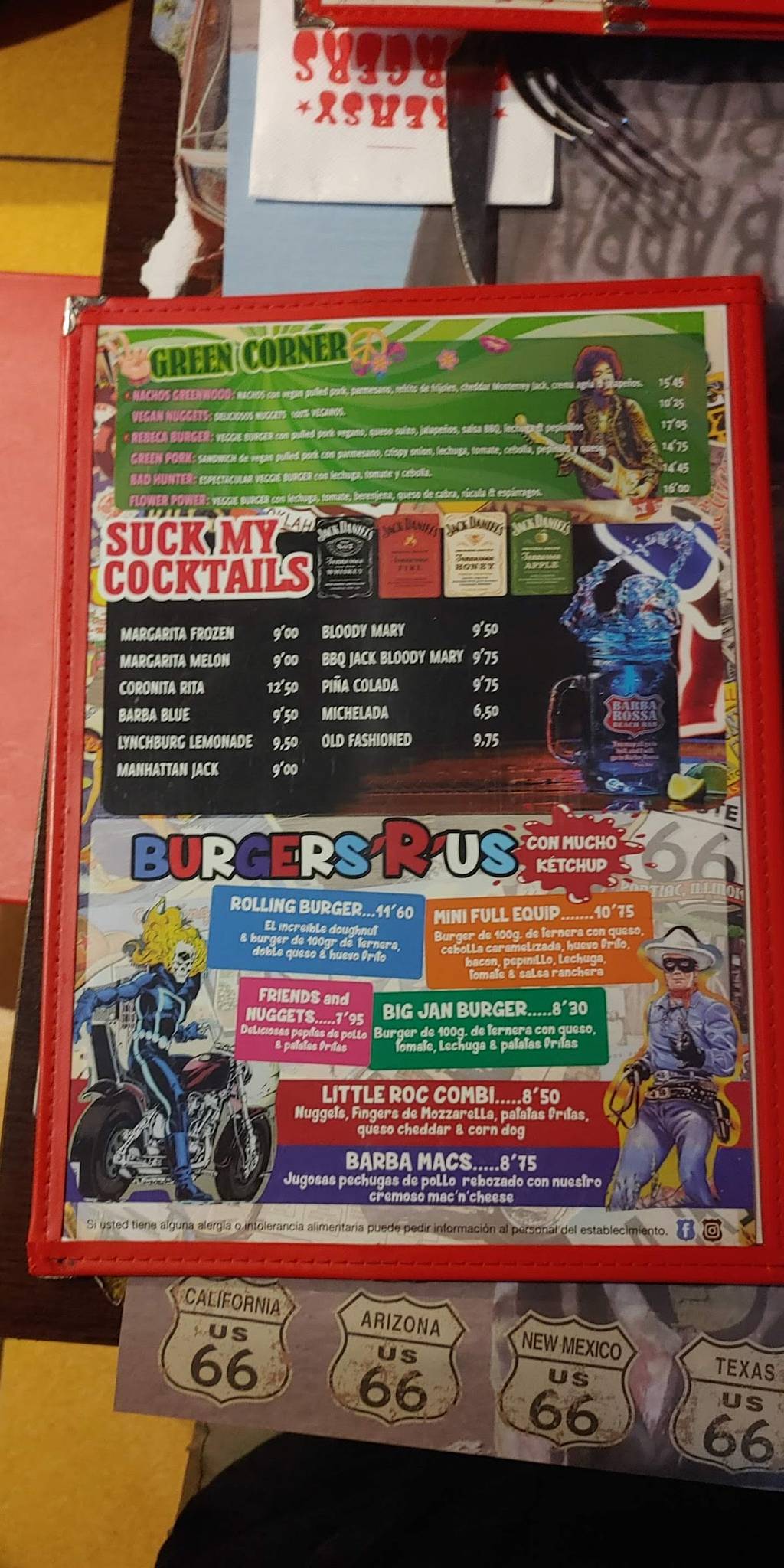 Carta de Barba-Rossa Beach Bar Castelldefels, Casteldefels
