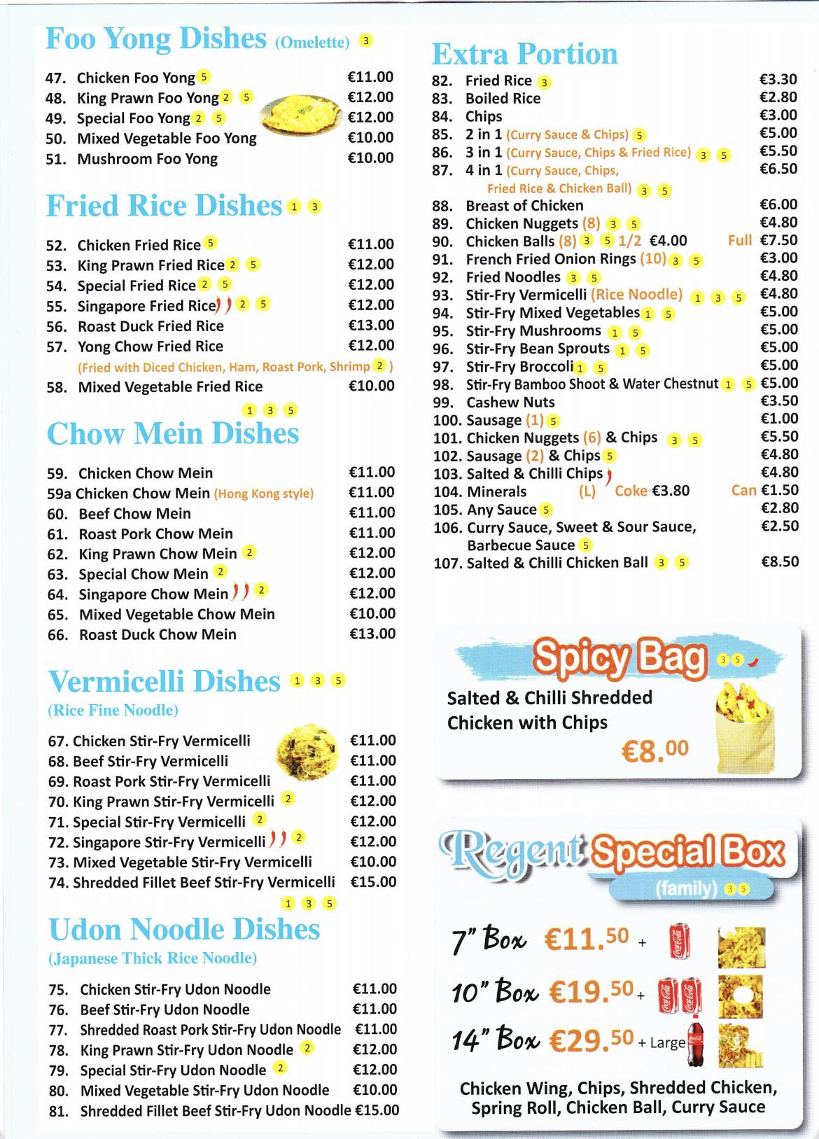 Menu at Regent Chinese Restaurant, Castlebridge, Main Street