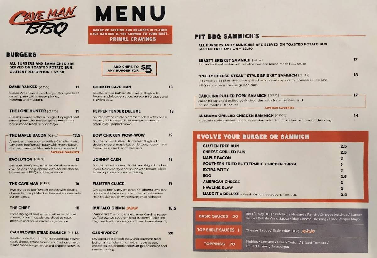 Menu at Caveman BBQ - Rockingham, Rockingham