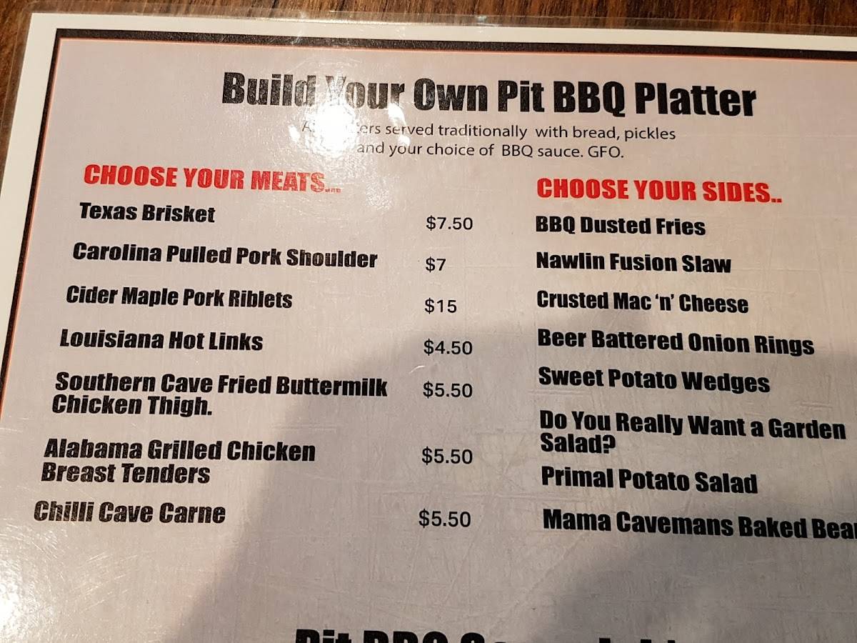 Menu at Caveman BBQ - Rockingham, Rockingham