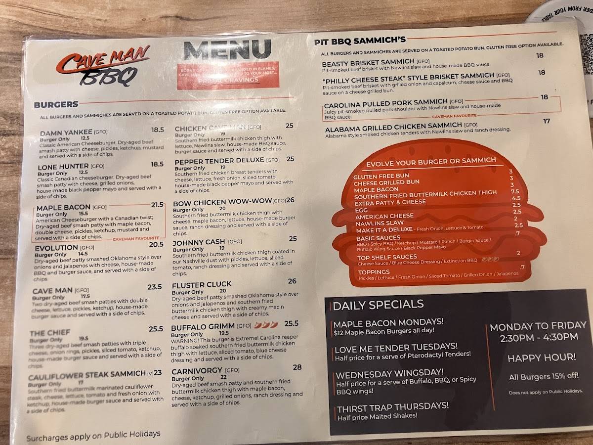 Menu at Caveman BBQ - Port Kennedy, Rockingham