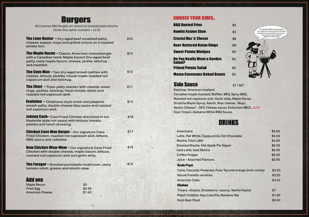 Menu at Caveman BBQ - Rockingham, Rockingham