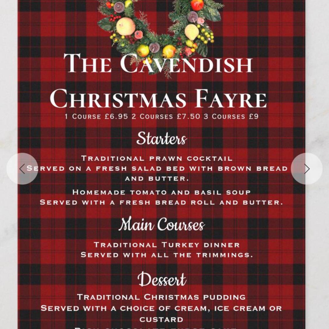 Menu at Cavendish pub & bar, Bolsover
