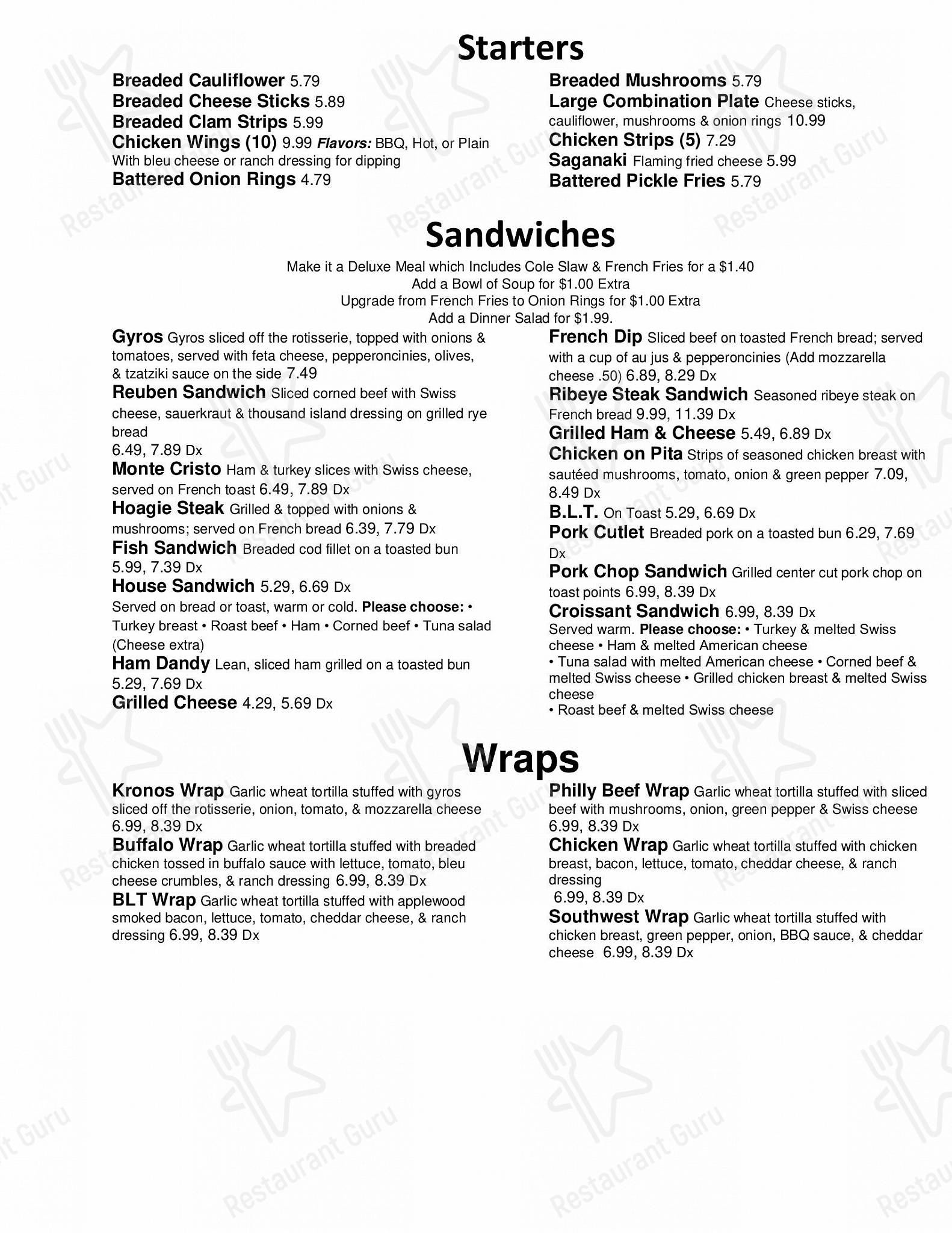 Menu at Cedar Lake Kitchen restaurant, Cedar Lake, W 133rd Ave