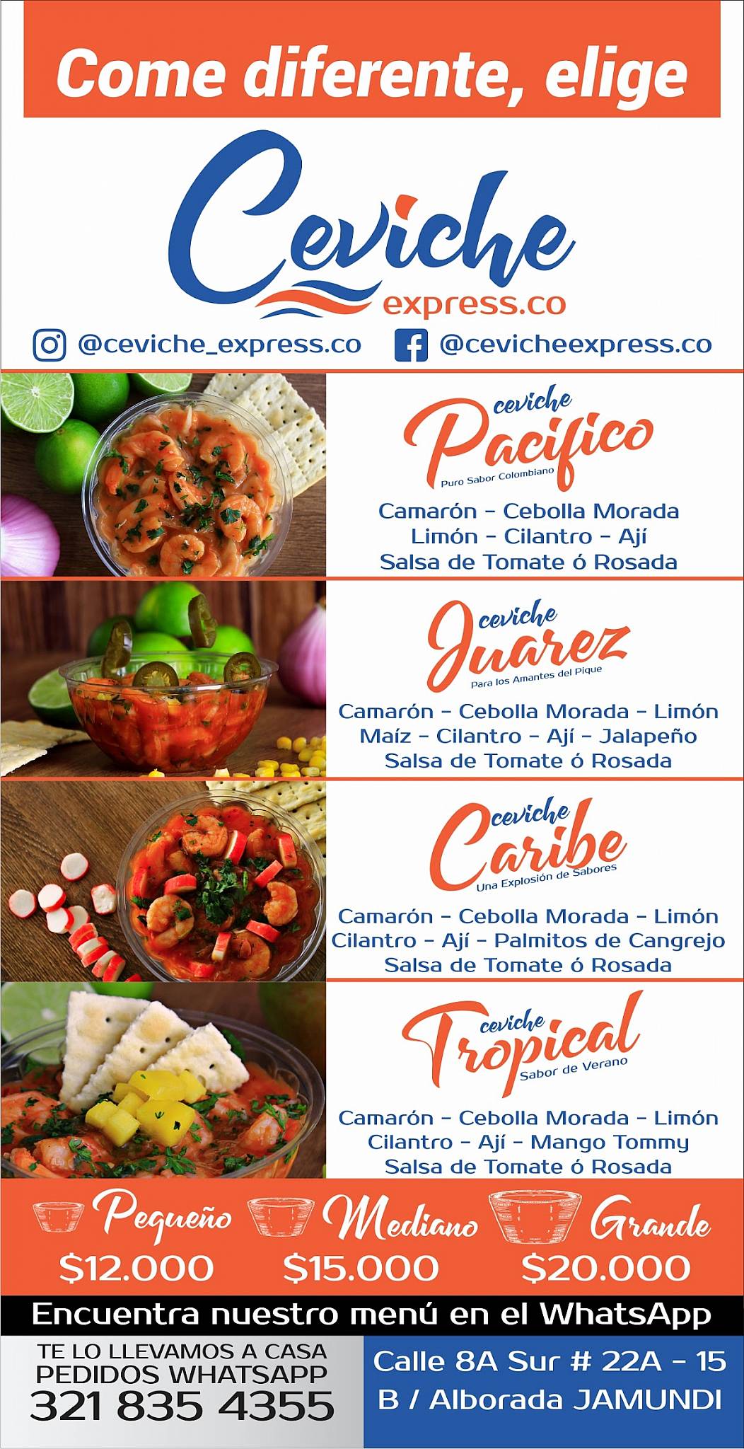 Carta del restaurante Ceviche Express, Jamundí