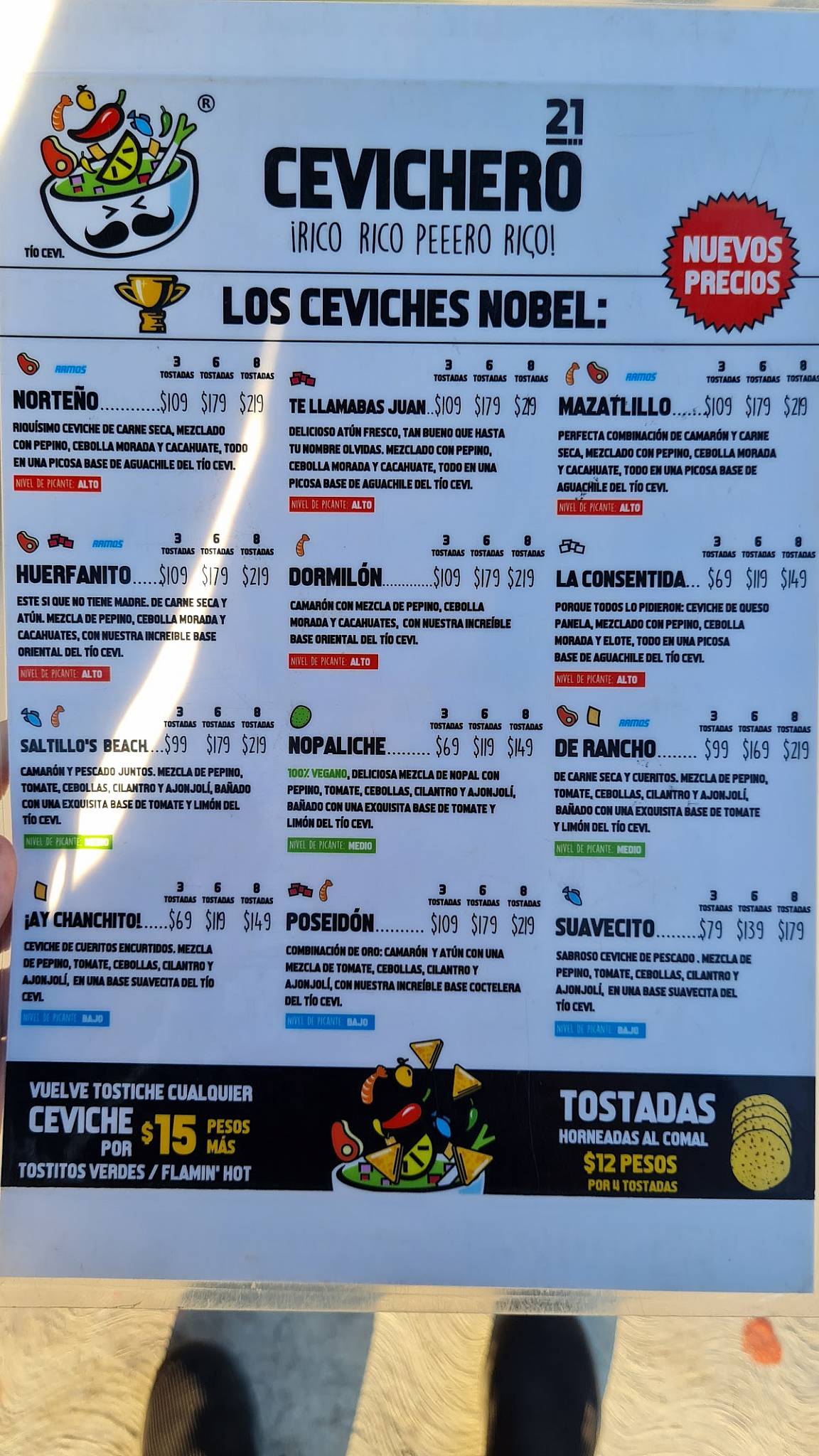 Carta del restaurante Cevichero 21 - Sucursal Abasolo, Saltillo