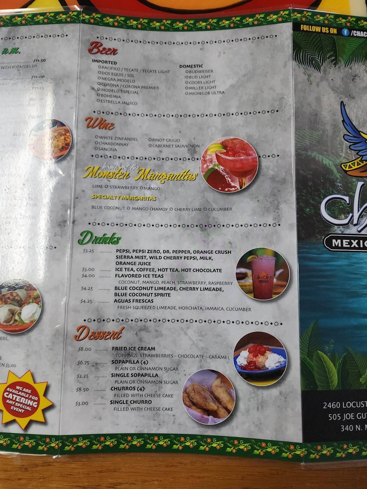 Menu at Chachi's restaurant, Las Cruces, 505 Joe Gutierrez St