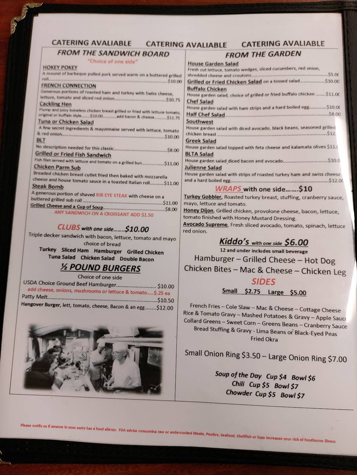 Menu at Champ's III restaurant, Arcadia