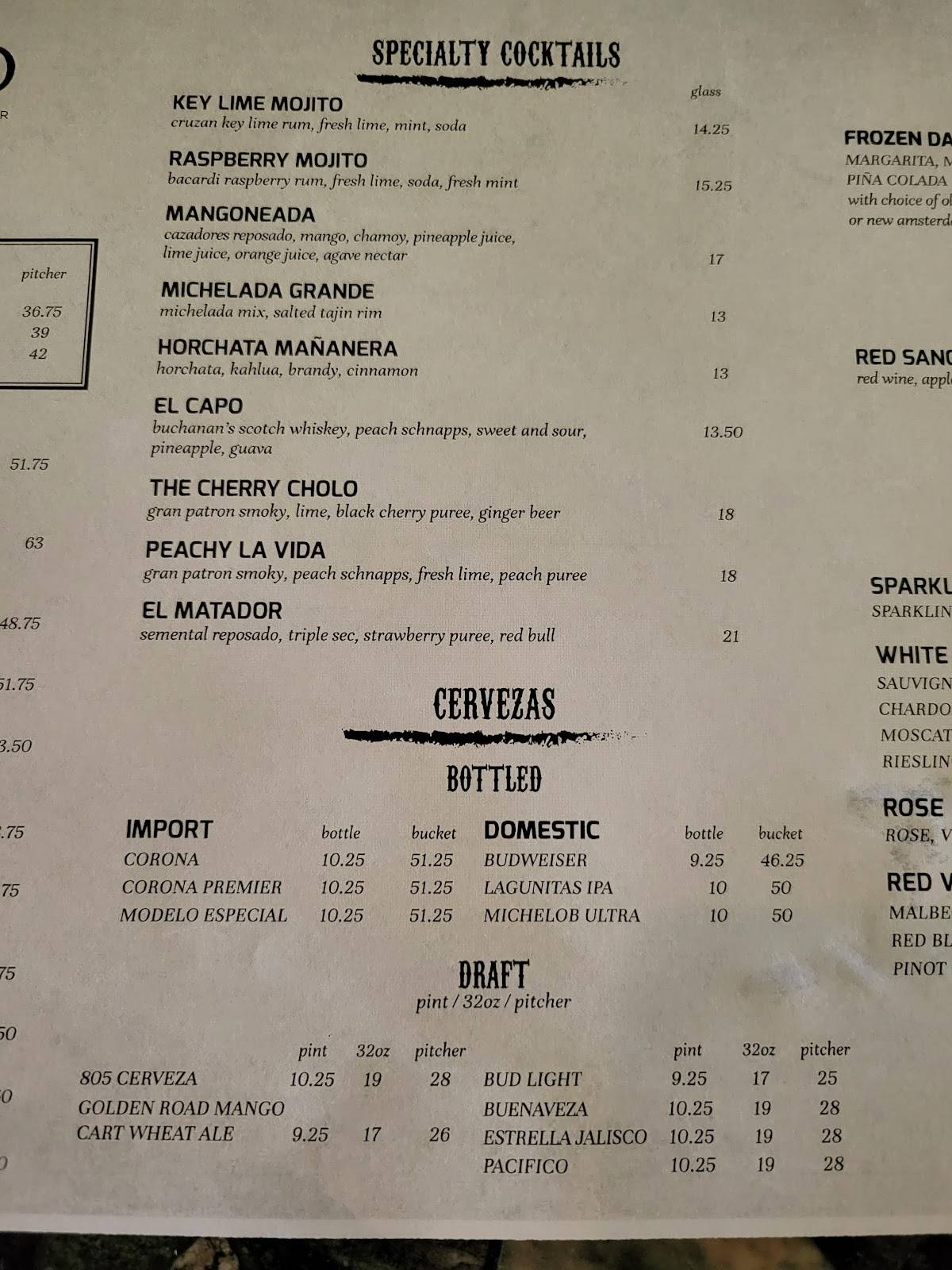Menu at Chayo Mexican Kitchen + Tequila Bar, Las Vegas