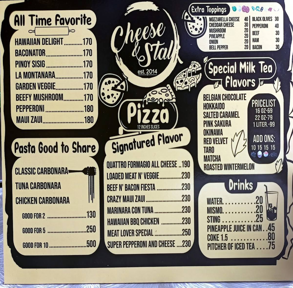 Menu at Cheese And Stalk Pizza Restaurant, Tuguegarao City