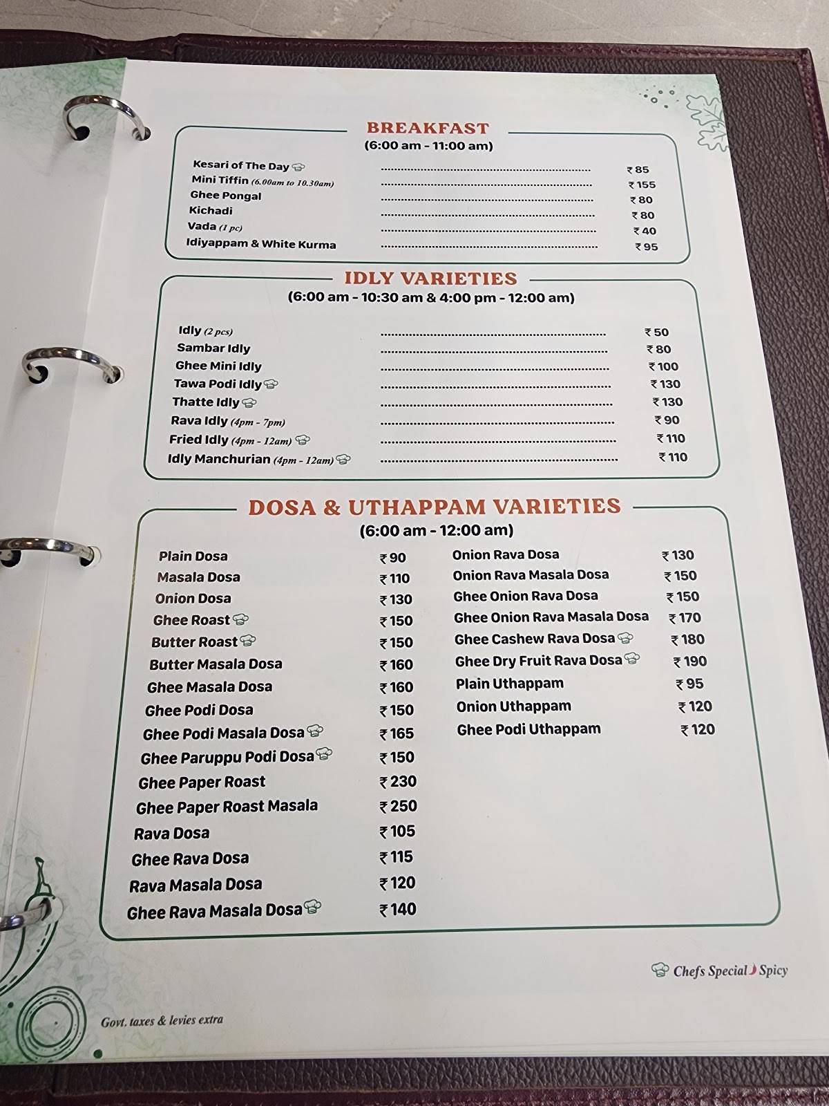 Menu at Geetham Veg Mount Road, Chennai