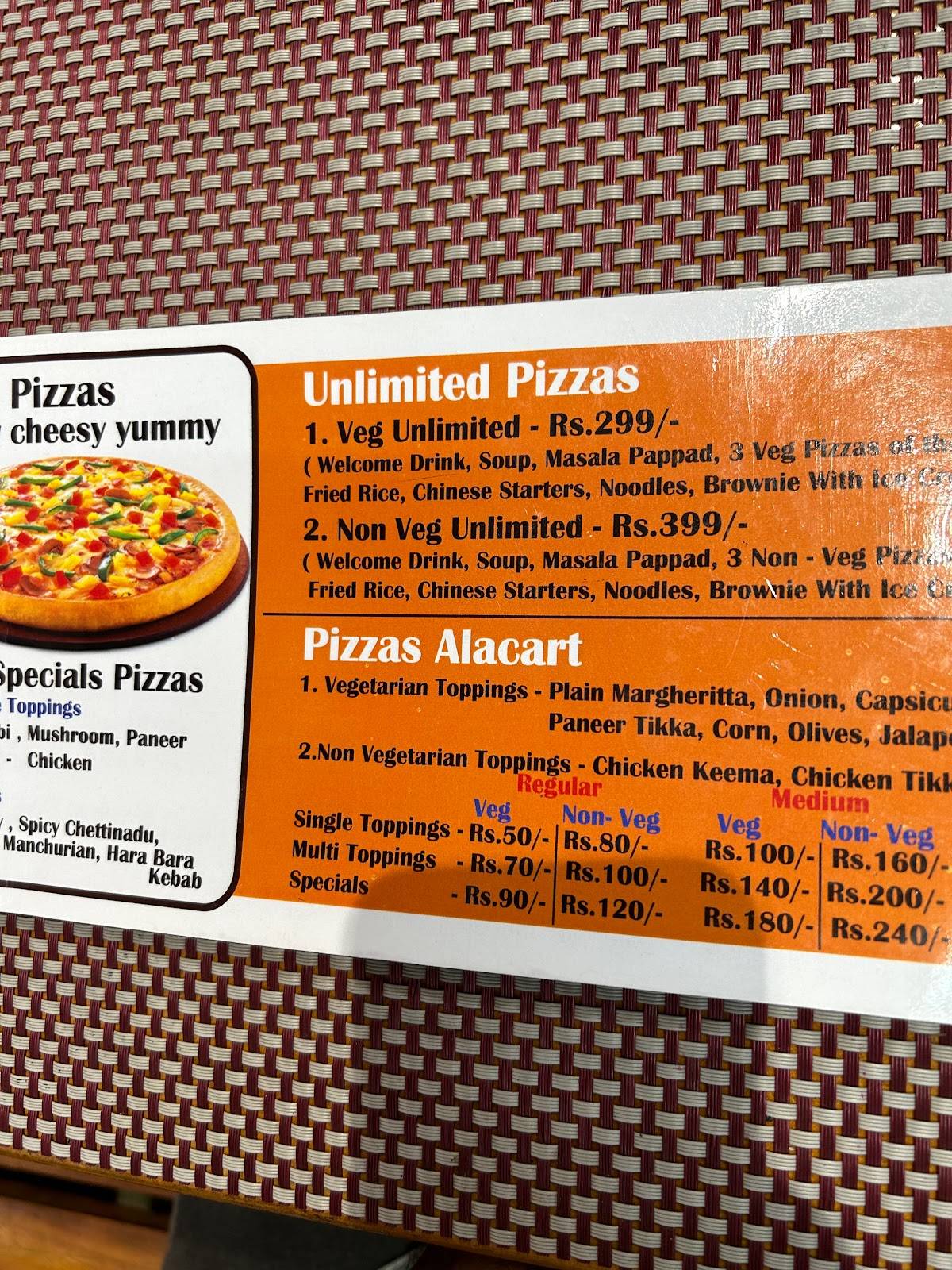 Menu at The Dosas & Pizzas, Chennai