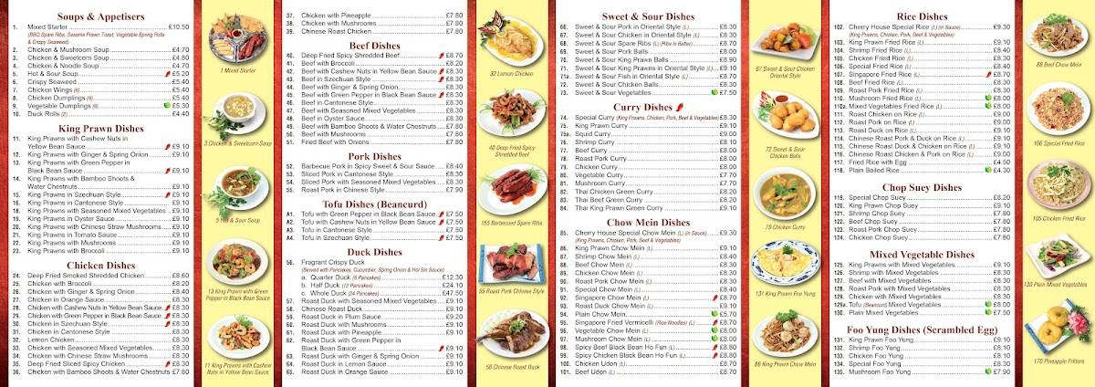 Menu at Cherry House fast food, Cambridge, 53 High St