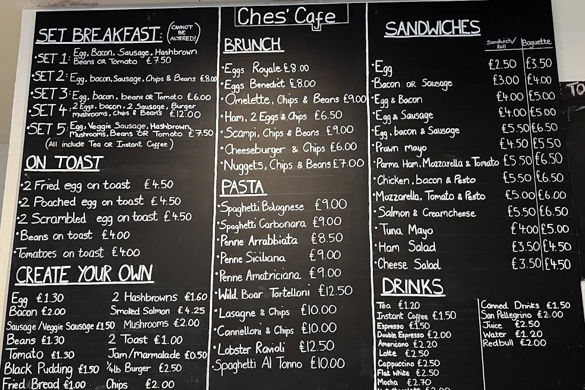Menu at Ches’ Trattoria restaurant, Twickenham