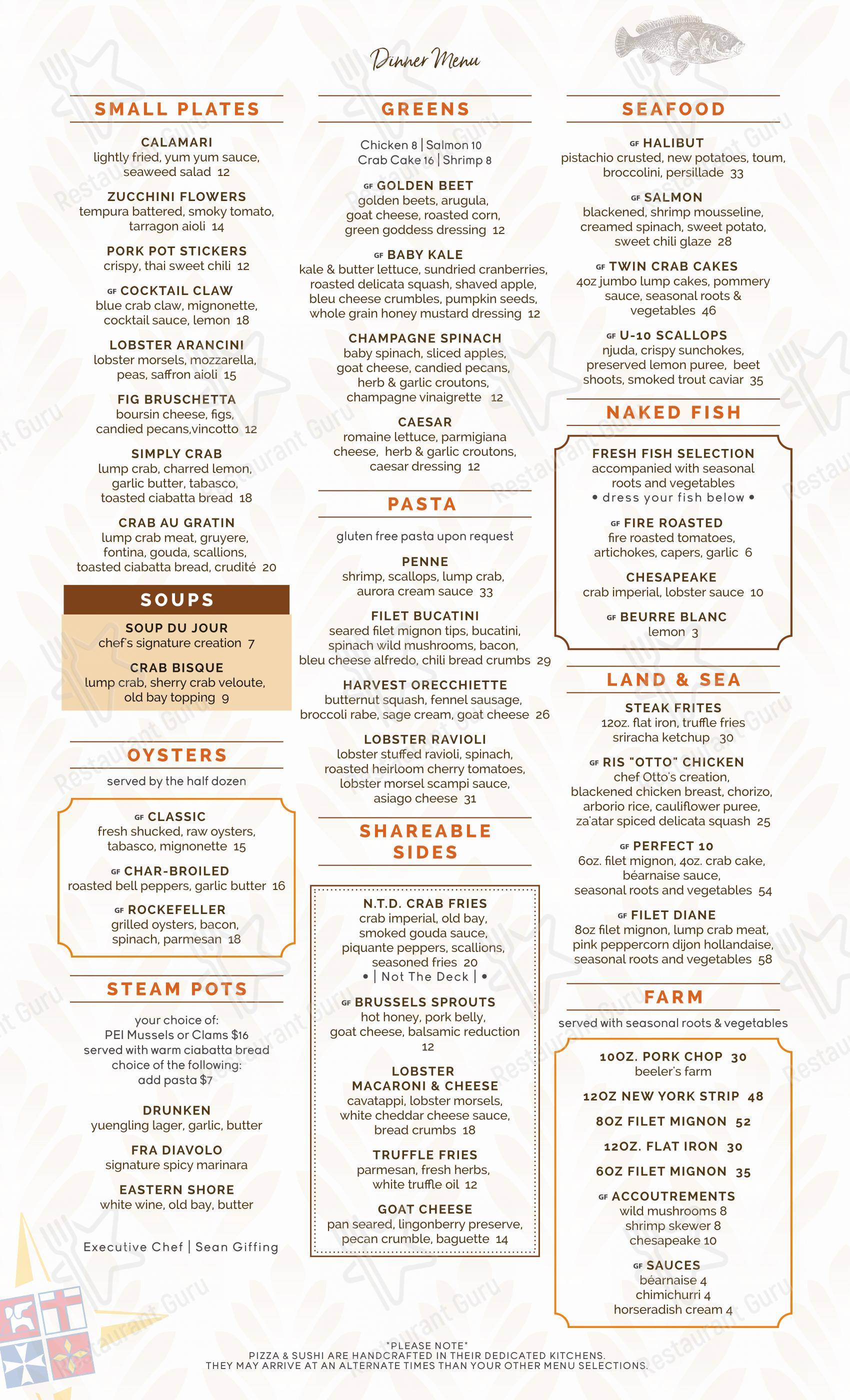 Menu at Chesapeake Inn Restaurant & Marina, Chesapeake City