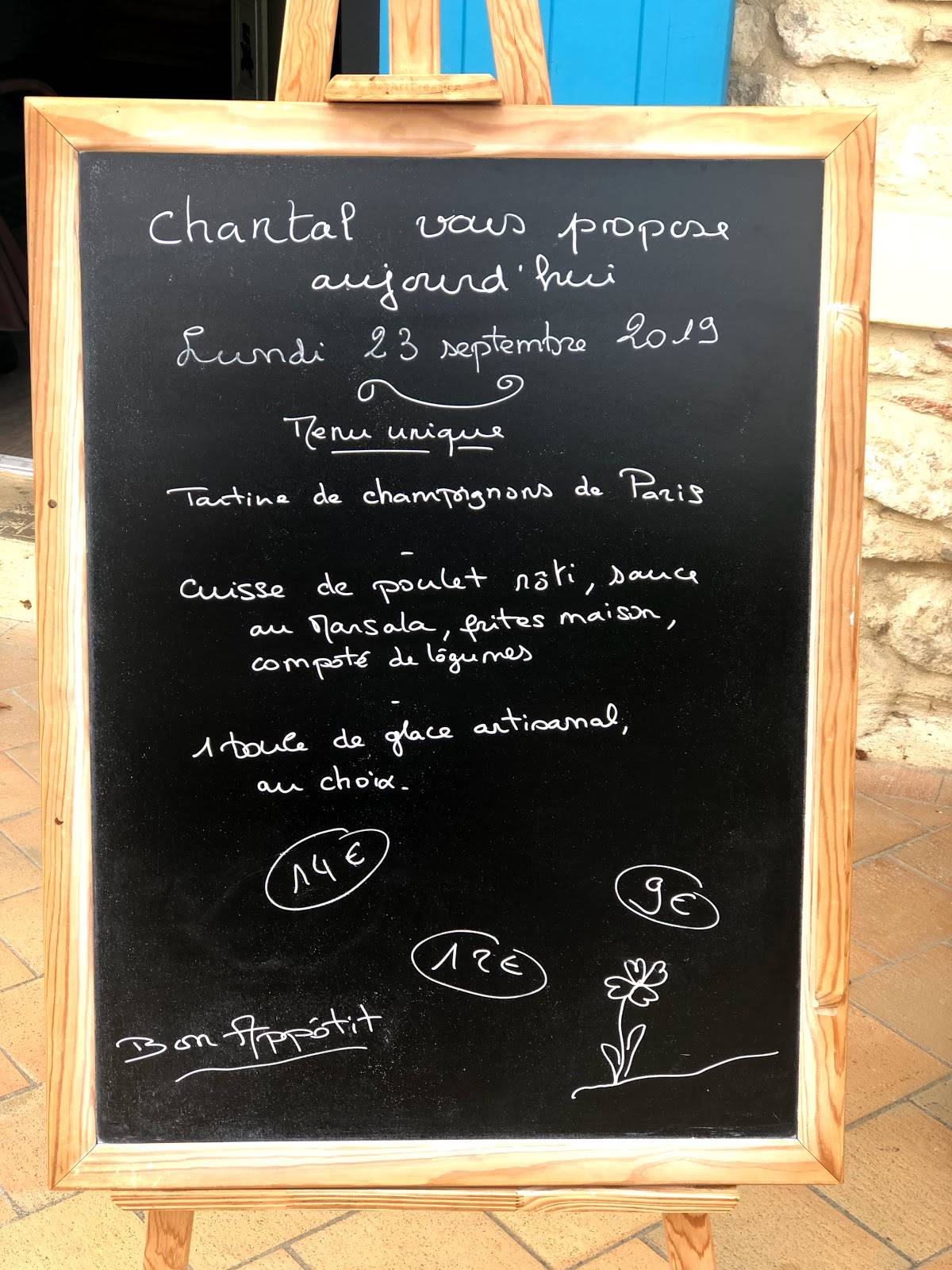 Menu au "Chez Chantal " Café - Restaurant, Samazan
