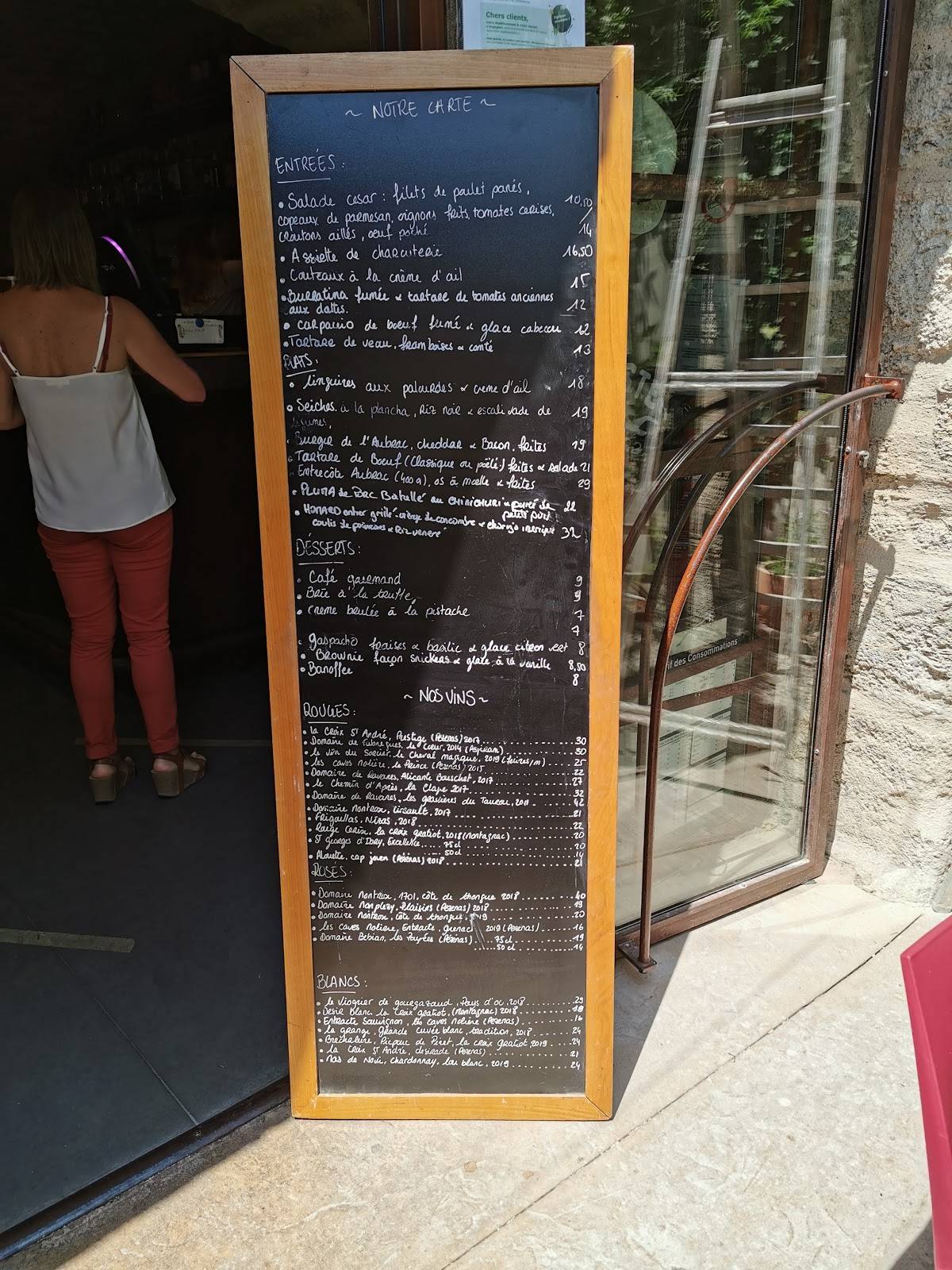 Menu at Chez Paul restaurant, Pézenas