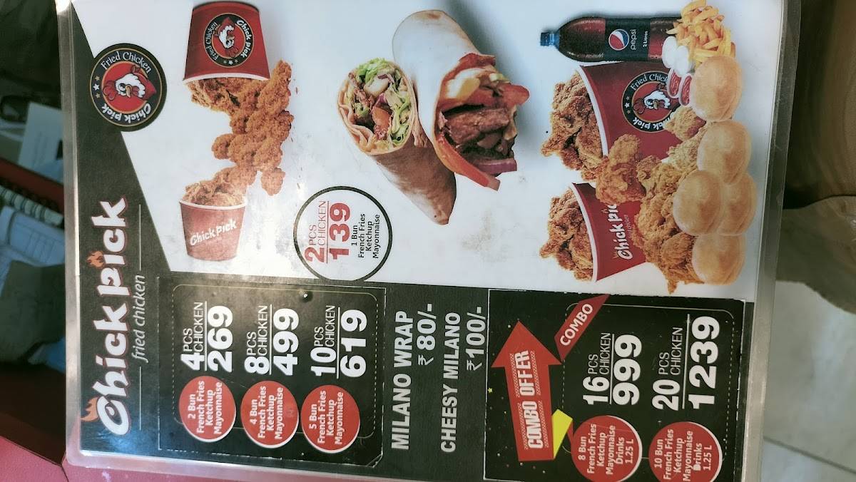 Menu at Chick pick Fried chicken, Puthanathani
