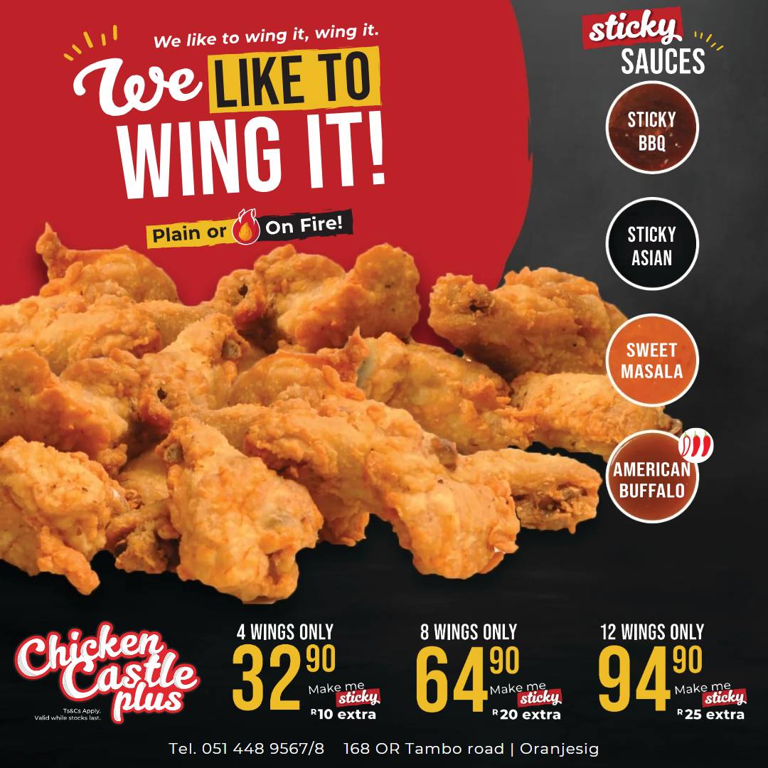 Menu at Chicken Castle Plus restaurant, Bloemfontein, 168 Oliver Tambo Rd