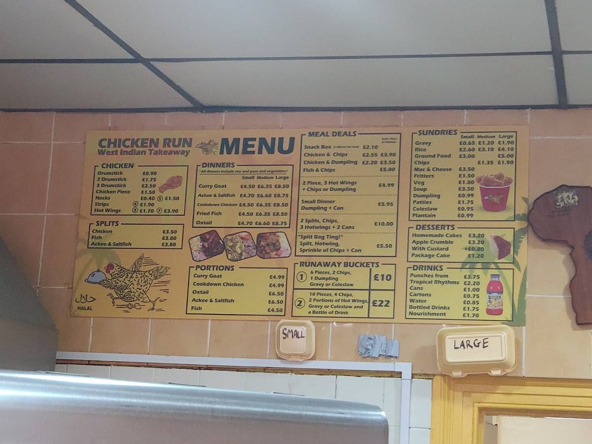 Menu at Chicken Run Manchester fast food, Manchester, 6 Yarburgh St